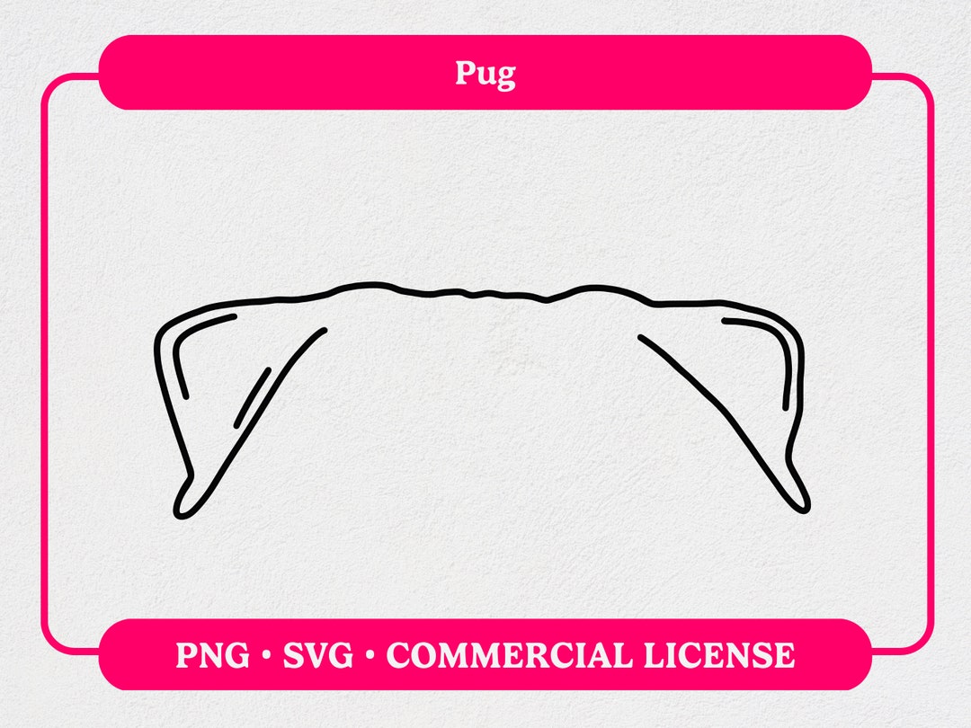 Pug Dog Ear Outline SVG PNG Digital Download for Cricut and - Etsy