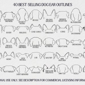 Dog Ear Svg Bundle, Sampler 40 Dog Breed Bundle, Minimalist Design ...