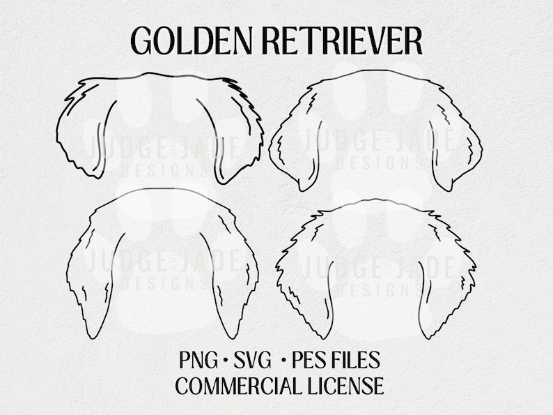 Golden Retriever Ear Outline SVG: Cricut & Embroidery Files - Etsy
