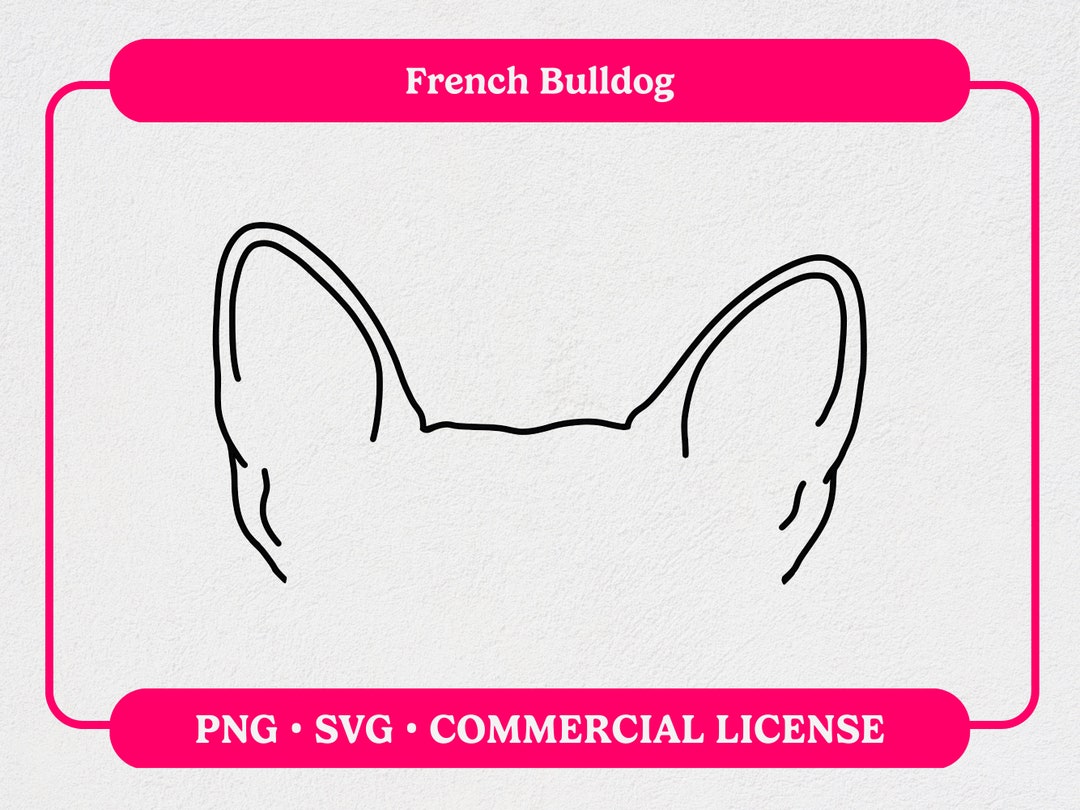 French Bulldog frenchie Dog Ear Outline SVG PNG Digital - Etsy