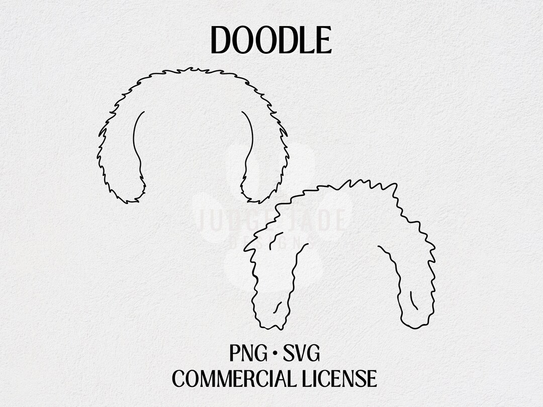 Set of Two Doodle Dog Ear Outline SVG, PNG Digital Download for Cricut ...