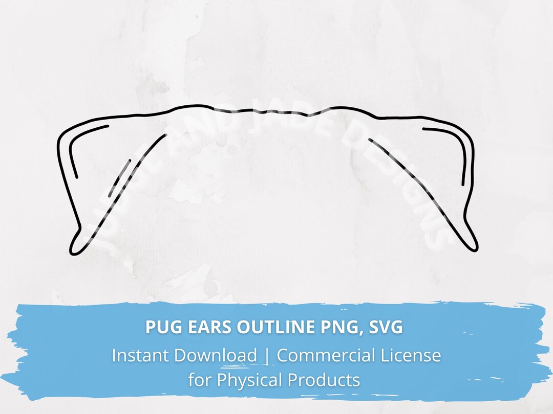 Pug Dog Ear Outline SVG PNG Digital Download for Cricut and - Etsy UK