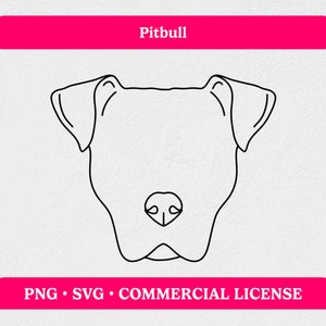 Pitbull Face Outline Drawing SVG PNG Digital Download Dog - Etsy