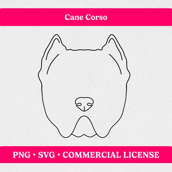 Cane corso hoofd svg - Etsy Nederland