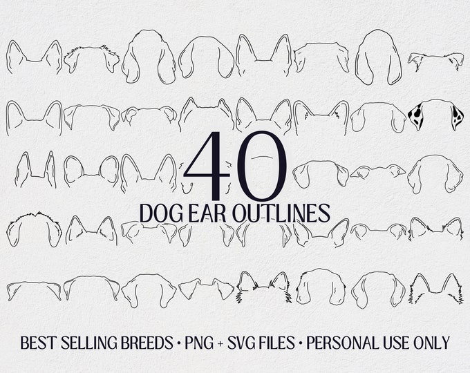 Ear Outline DIGITAL, Puppy Ears, Dog Ears Outline Tattoo, Pet Ear ...