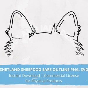 Shetland Sheepdog Dog Ear Outline SVG PNG Digital Download - Etsy