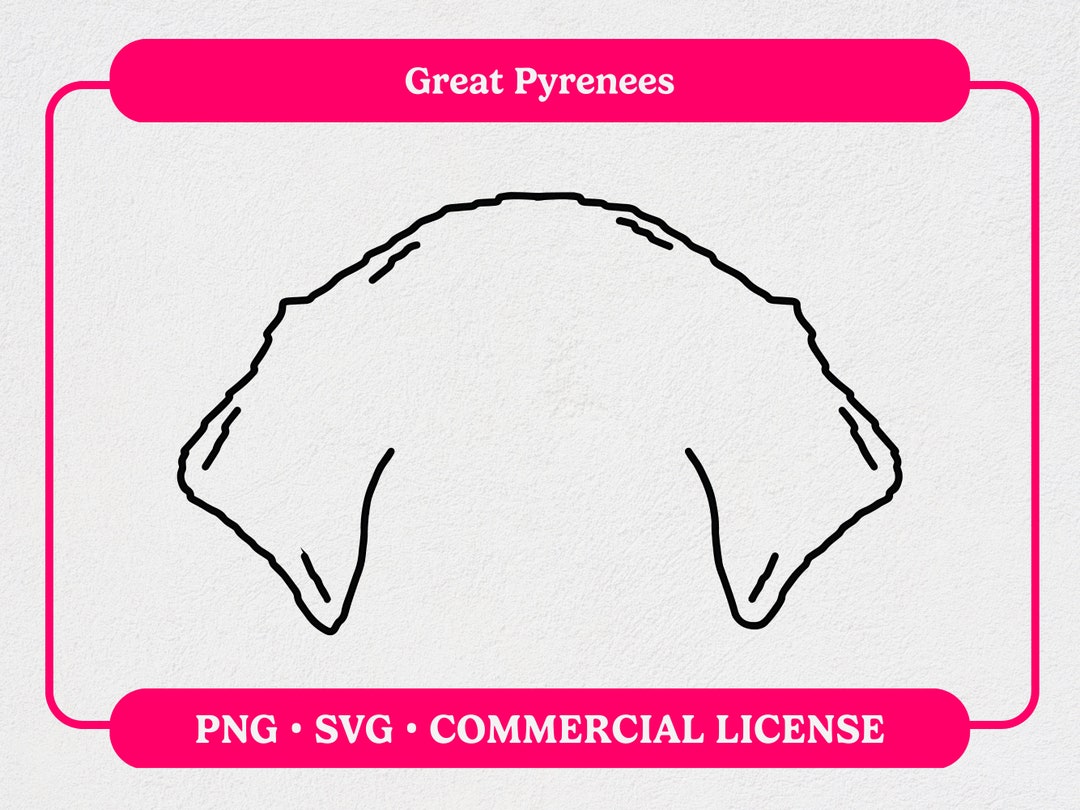 Great Pyrenees Dog Ear Outline SVG PNG Digital Download for - Etsy