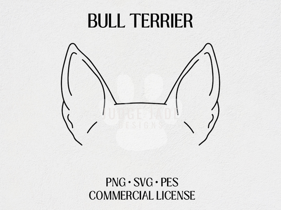 Bull Terrier Dog Ear Outline SVG, PNG, PES Digital Download for Cricut ...
