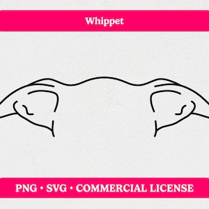 Whippet Dog Ear Outline SVG PNG Digital Download for Cricut - Etsy