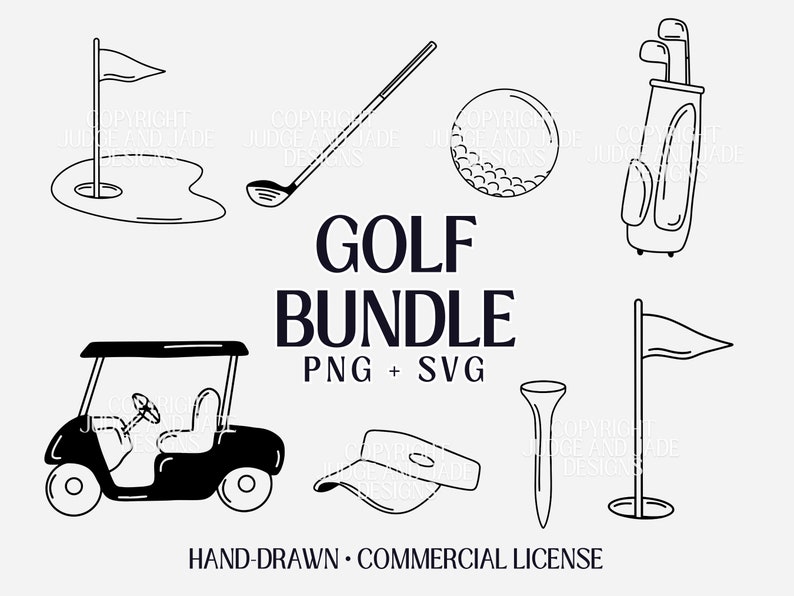 Golf SVG Bundle: Hand-drawn Minimalist Golf Designs for Cricut Cutting ...