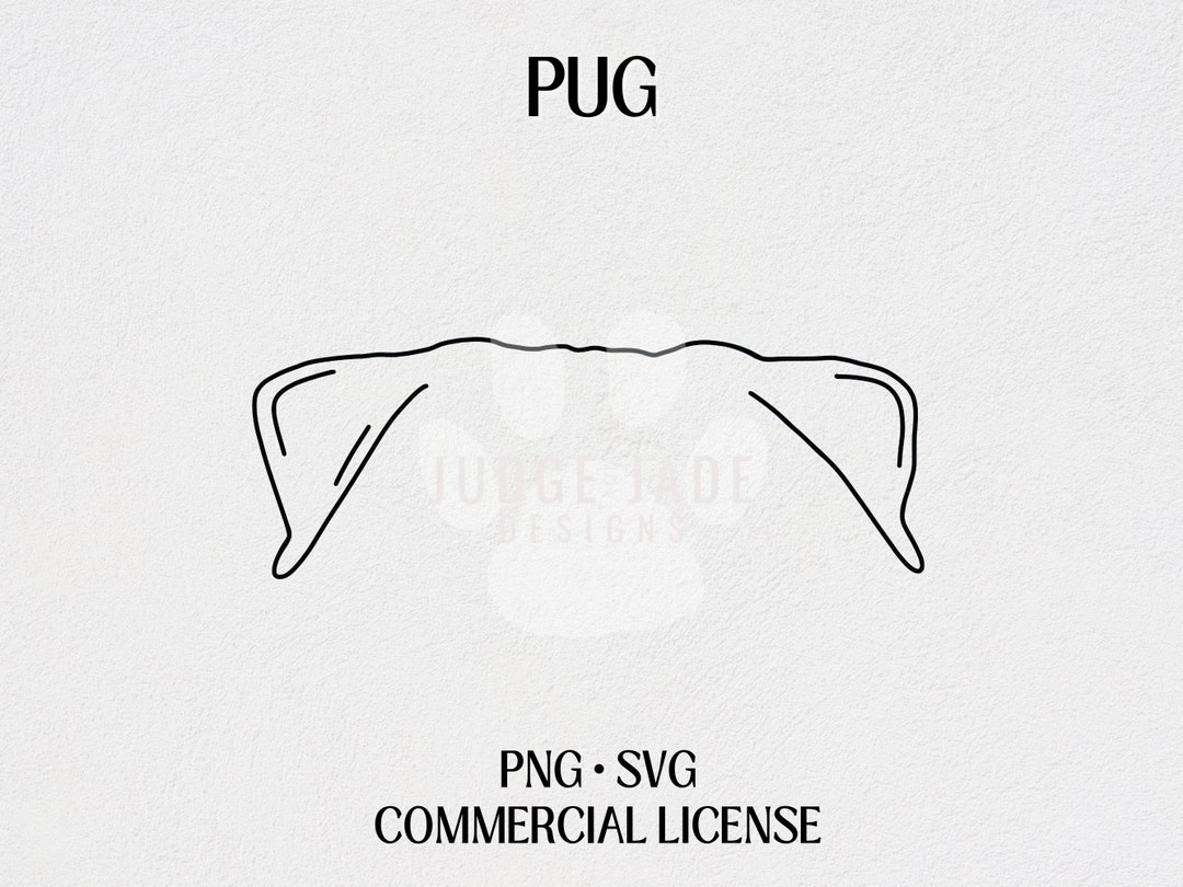 Pug Dog Ear Outline SVG, PNG Digital Download for Cricut and Silhouette ...