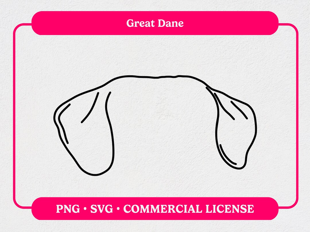 Great Dane Dog Ear Outline SVG PNG Digital Download for - Etsy
