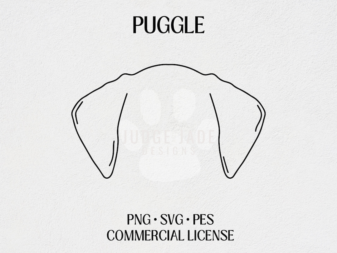 Puggle Dog Ear Outline: SVG, PNG, PES (digital Download) - Etsy