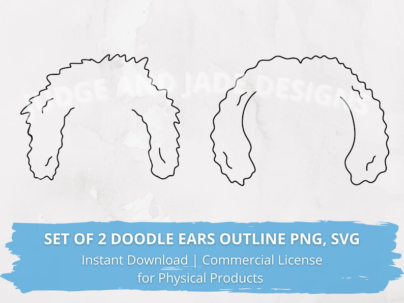 Set of Two Doodle Dog Ear Outline SVG PNG Digital Download - Etsy