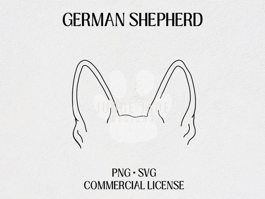 German Shepherd Dog Ear Outline SVG, PNG Digital Download for Cricut ...