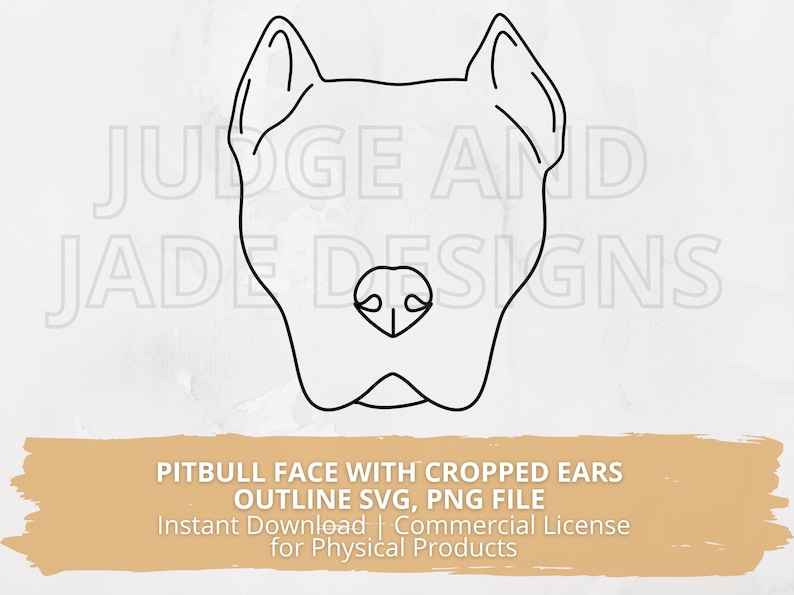 Pitbull Face With Cropped Ears Outline Drawing SVG PNG - Etsy