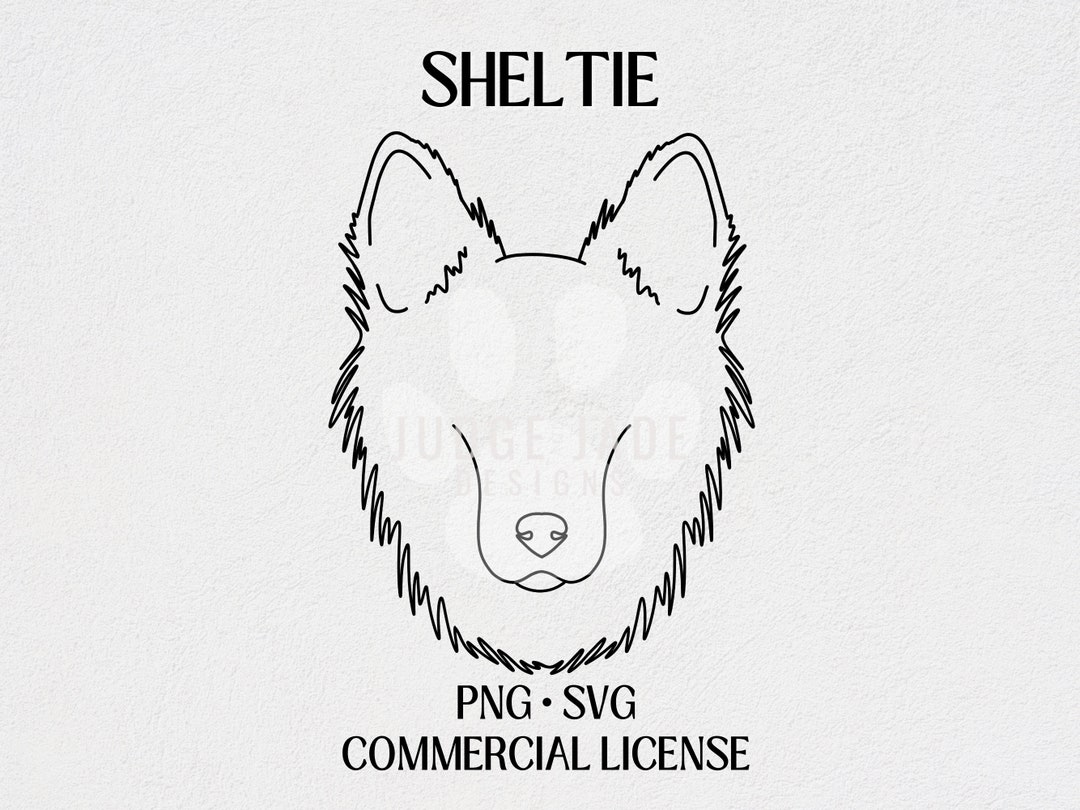 Sheltie Face Outline SVG: Shetland Sheepdog Drawing (digital Download ...
