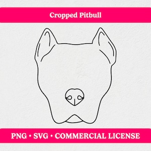 Pitbull Face With Cropped Ears Outline Drawing SVG PNG - Etsy