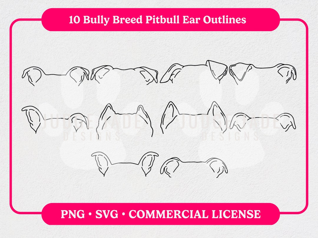 Pitbull Dog Ear SVG Bundle With 10 Variations (Download Now) - Etsy