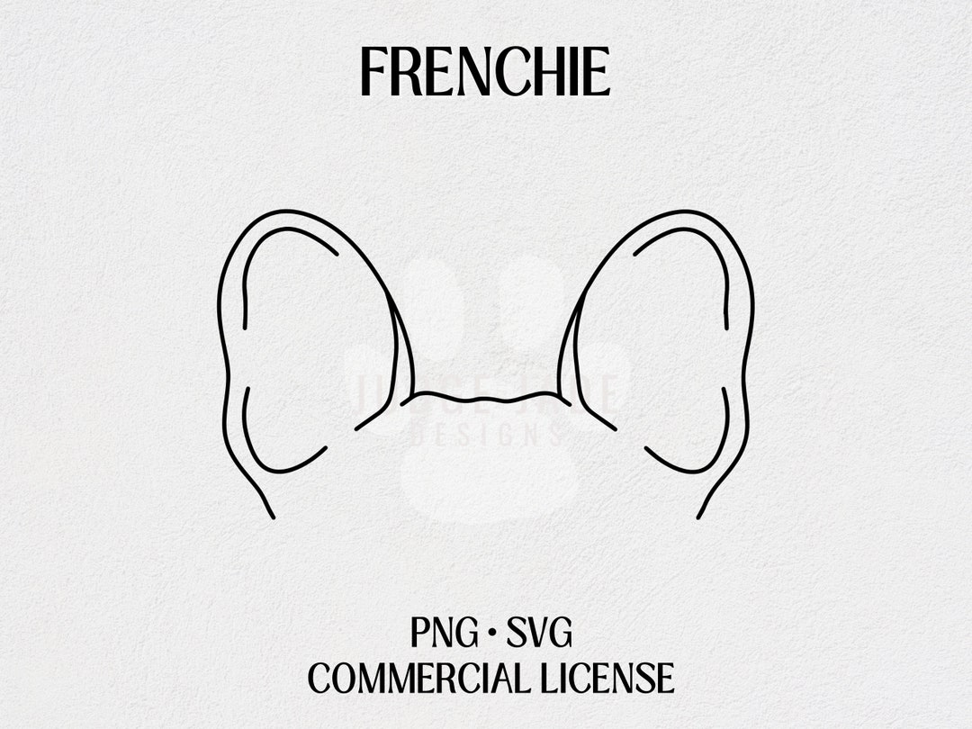 French Bulldog (frenchie) Dog Ear Outline SVG, PNG Digital Download for ...