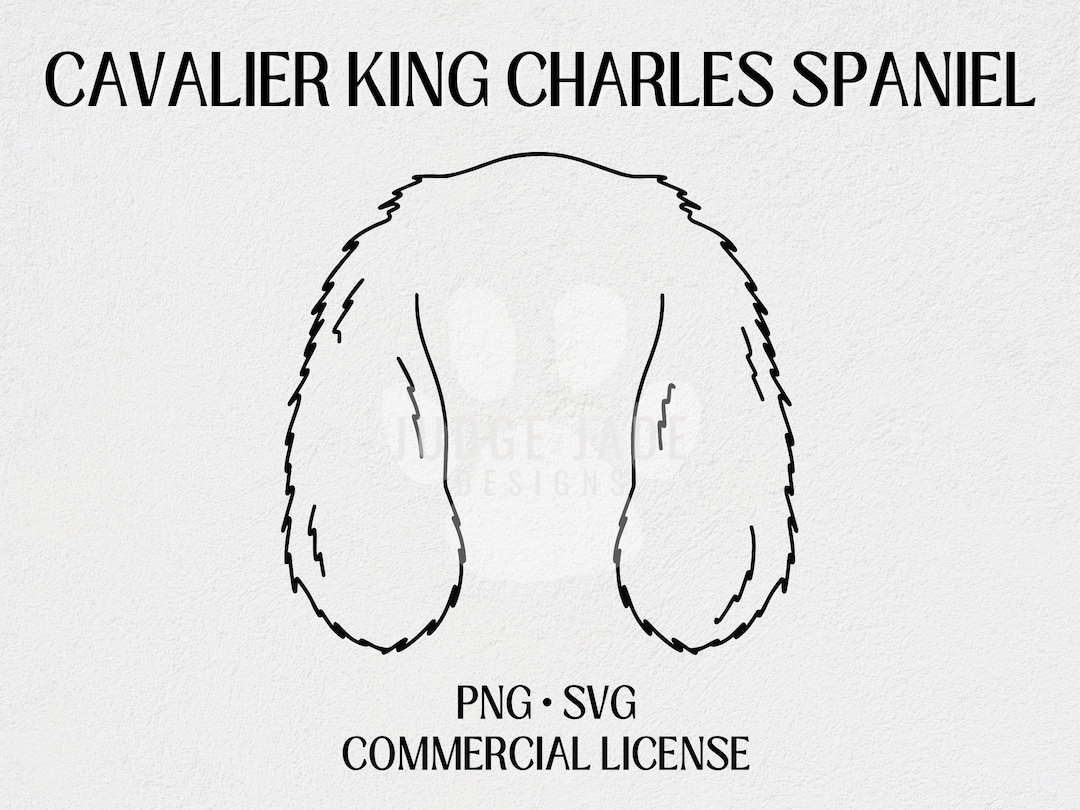 Cavalier King Charles Spaniel Dog Ear Outline SVG, PNG Digital Download ...