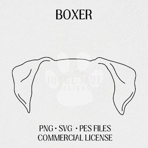 Boxer Dog Ear Outline SVG, PNG, PES Digital Download for Cricut and ...