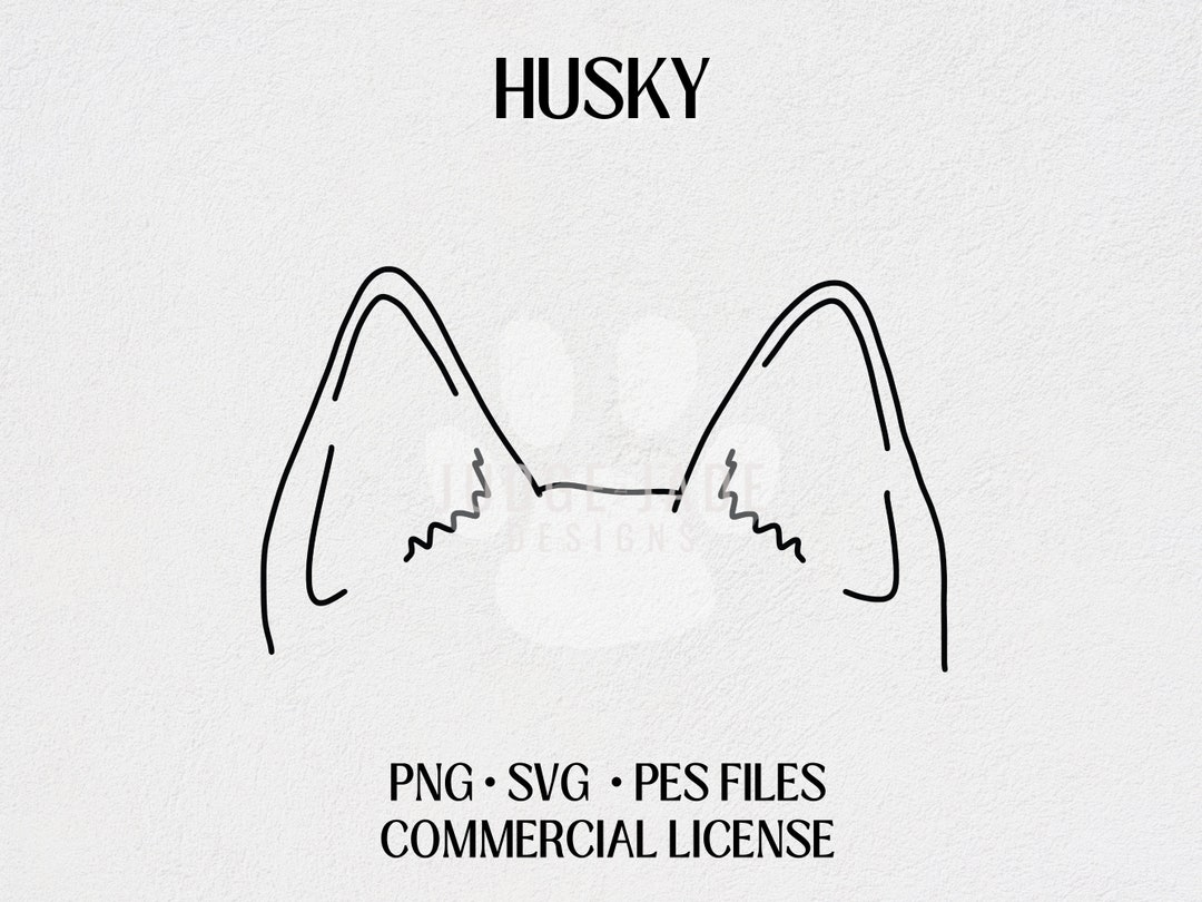 Husky Dog Ear Outline SVG, PNG, PES Digital Download for Cricut and ...