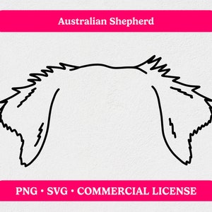 Australian Shepherd Dog Ear Outline SVG PNG Digital (Instant Download ...