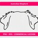Australian Shepherd Dog Ear Outline SVG PNG Digital (Instant Download ...