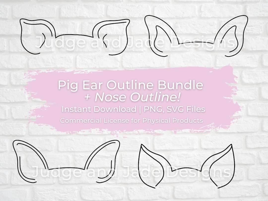 Pig Ear Outline SVG PNG Bundle With Nose Line Drawing - Etsy