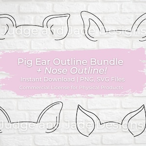 Pig Ear Outline SVG PNG Bundle With Nose Line Drawing - Etsy