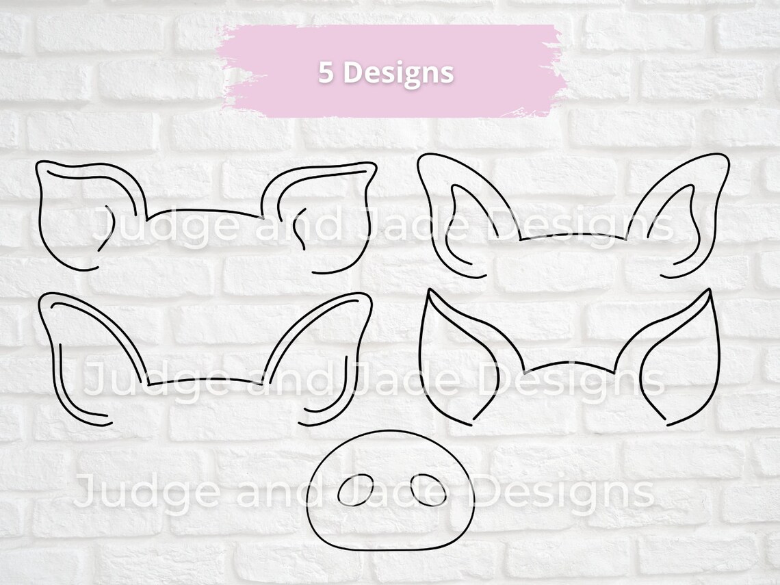 Pig Ear Outline SVG PNG Bundle With Nose Line Drawing - Etsy