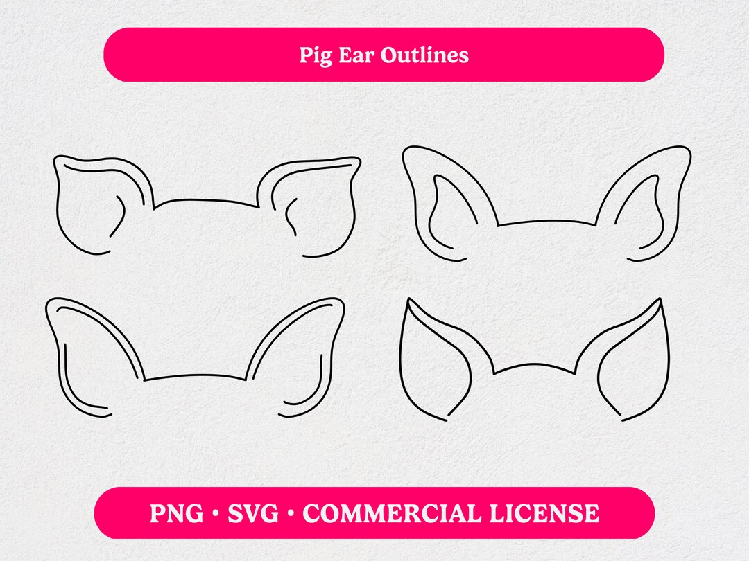 Pig Ear Outline SVG PNG Bundle With Nose Line Drawing - Etsy