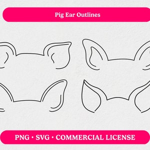 Pig Ear Outline SVG PNG Bundle With Nose Line Drawing - Etsy