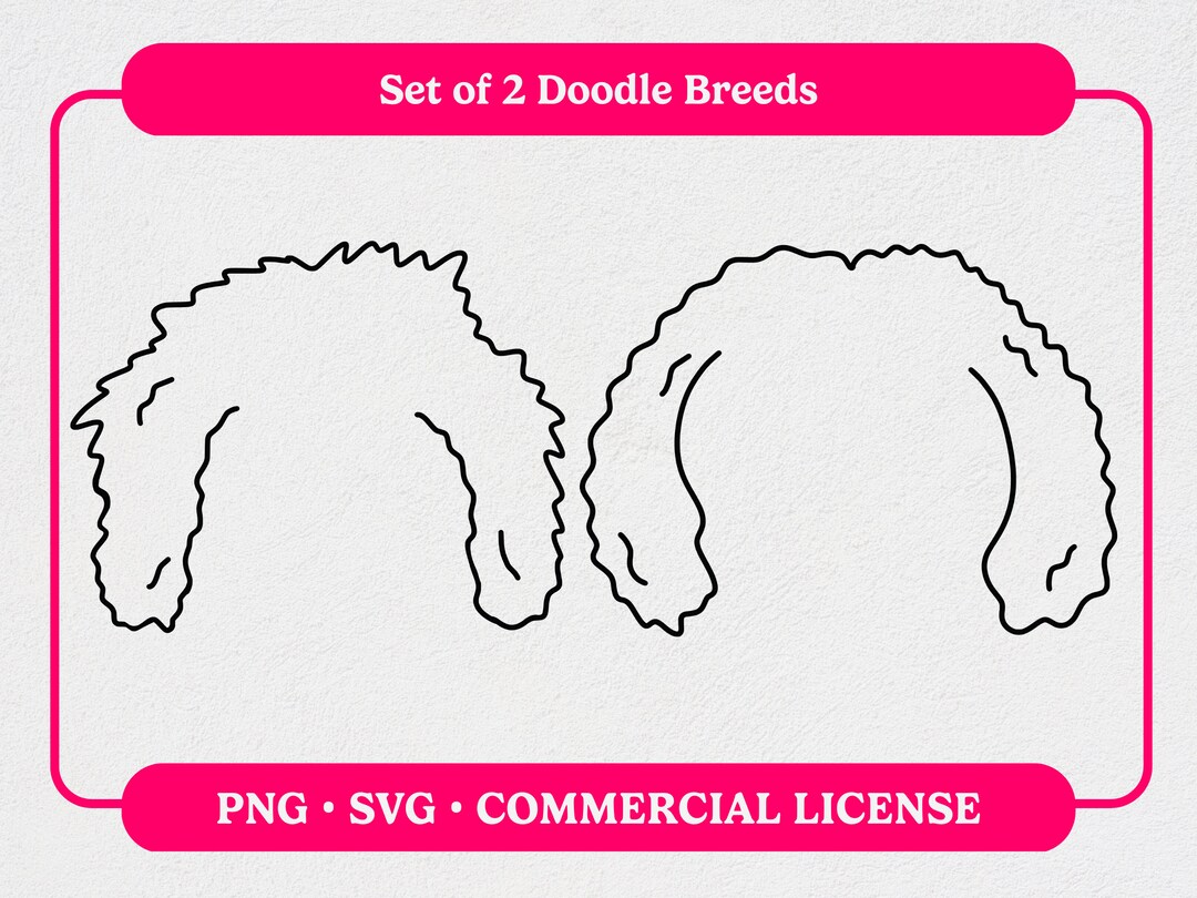 Set of Two Doodle Dog Ear Outline SVG PNG Digital Download - Etsy