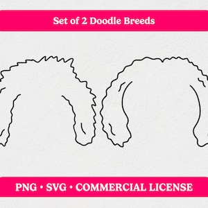 Set of Two Doodle Dog Ear Outline SVG PNG Digital Download - Etsy