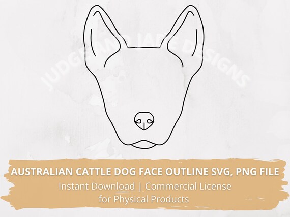Australian Cattle Dog Face Outline Drawing SVG PNG Digital - Etsy