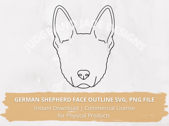 German Shepherd Dog Face Outline Drawing SVG PNG Digital - Etsy