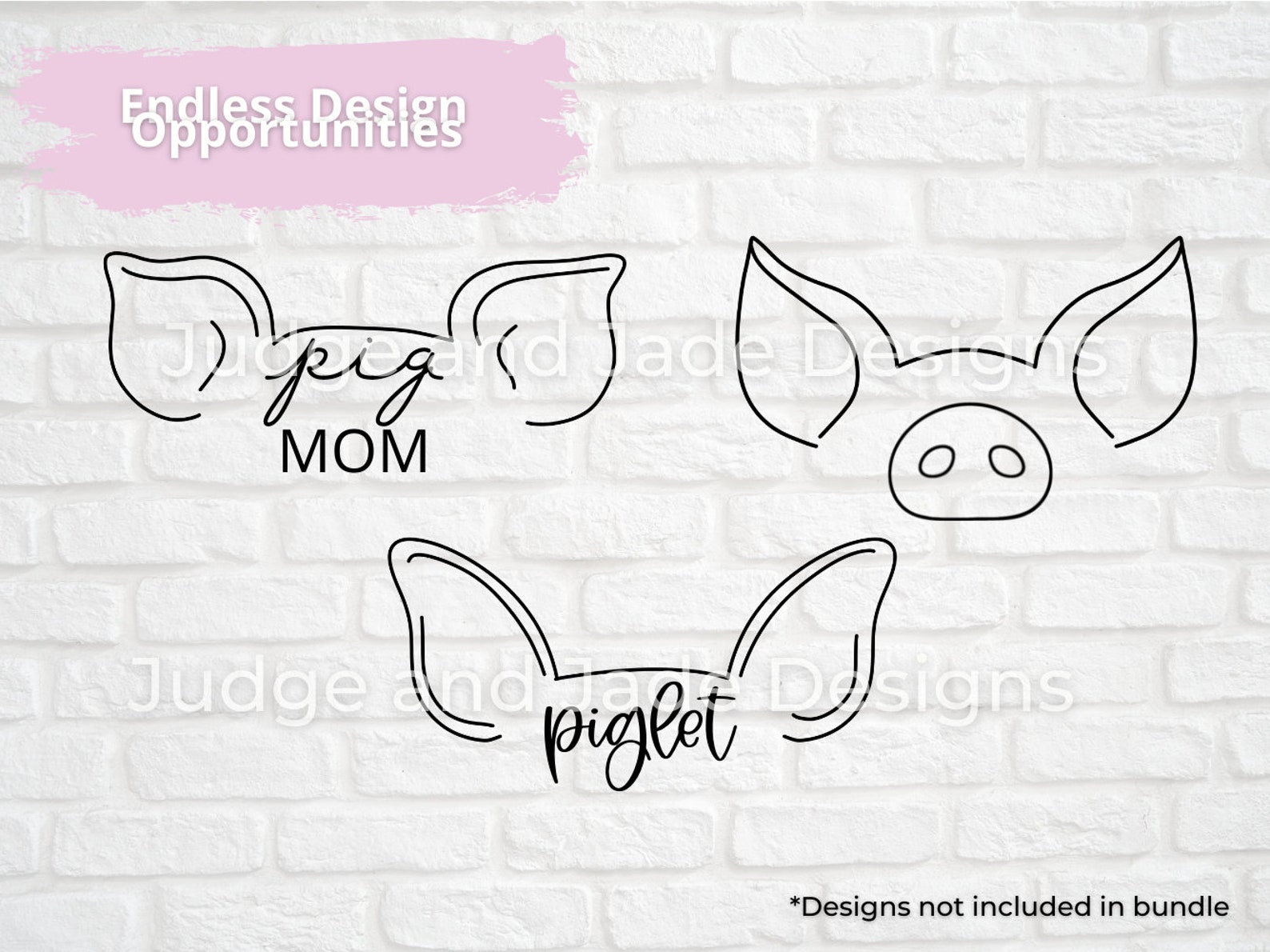 Pig Ear Outline SVG PNG Bundle With Nose Line Drawing - Etsy