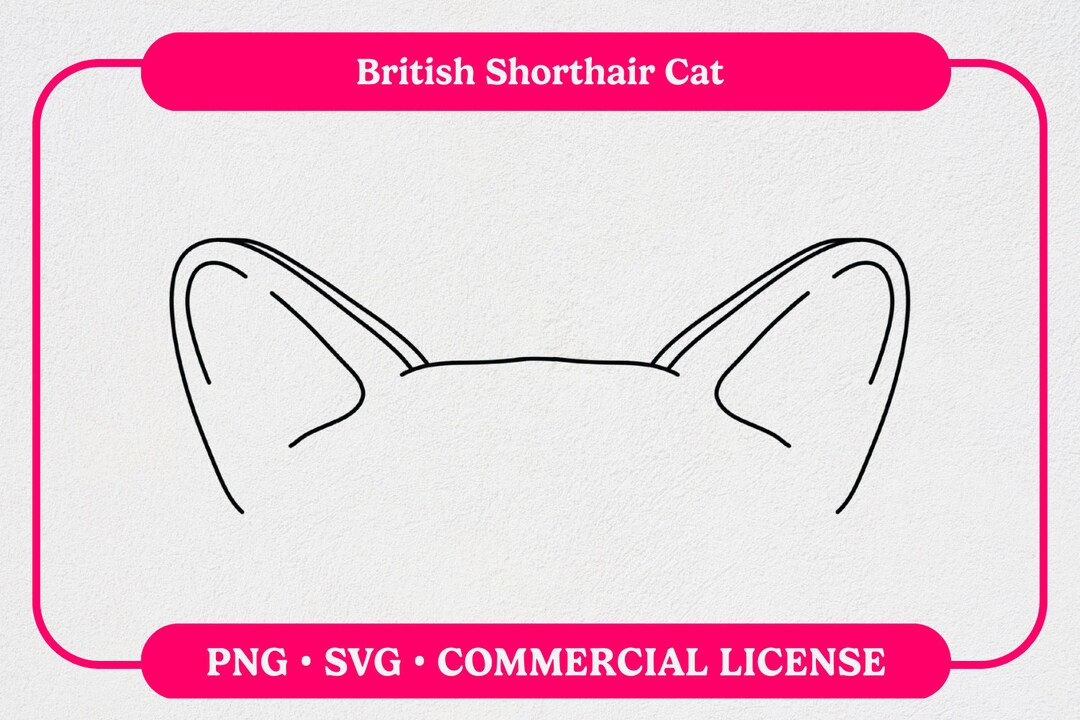 British Shorthair Cat Ears Outline SVG PNG Digital Download - Etsy UK