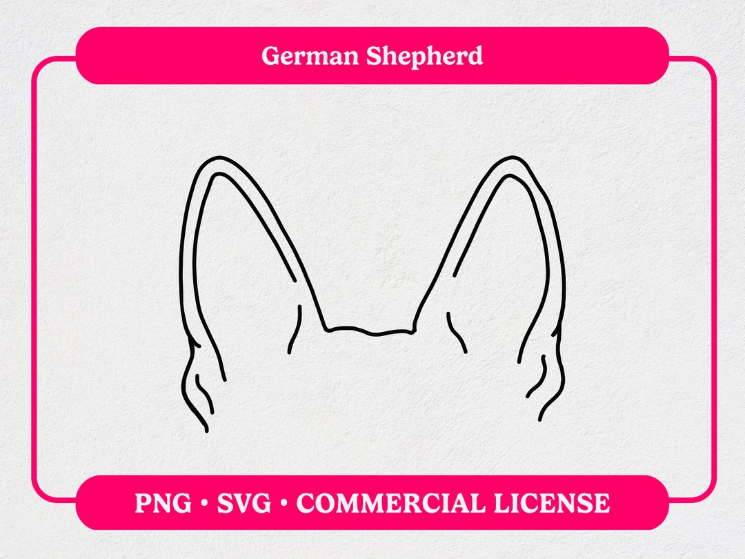 German Shepherd Dog Ear Outline SVG, PNG Digital Download for Cricut ...