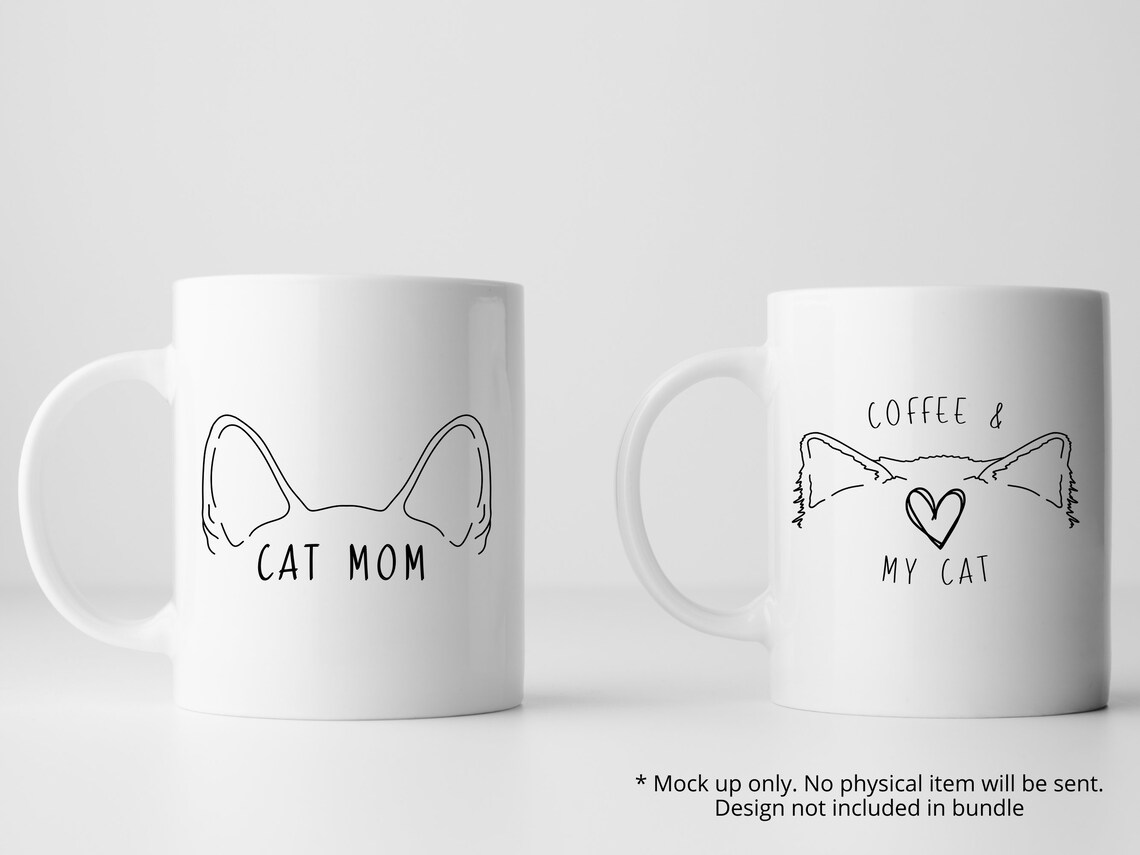 Cat Ears Outline Drawing Svg Bundle With 10 Breeds Etsy