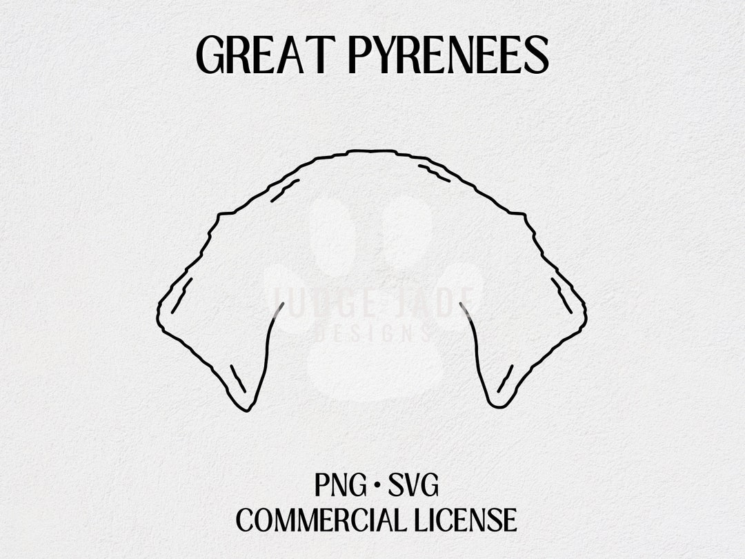 Great Pyrenees Dog Ear Outline SVG, PNG Digital Download for Cricut and Silhouette With ...
