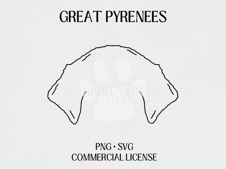 Great Pyrenees Dog Ear Outline SVG, PNG Digital Download for Cricut and ...