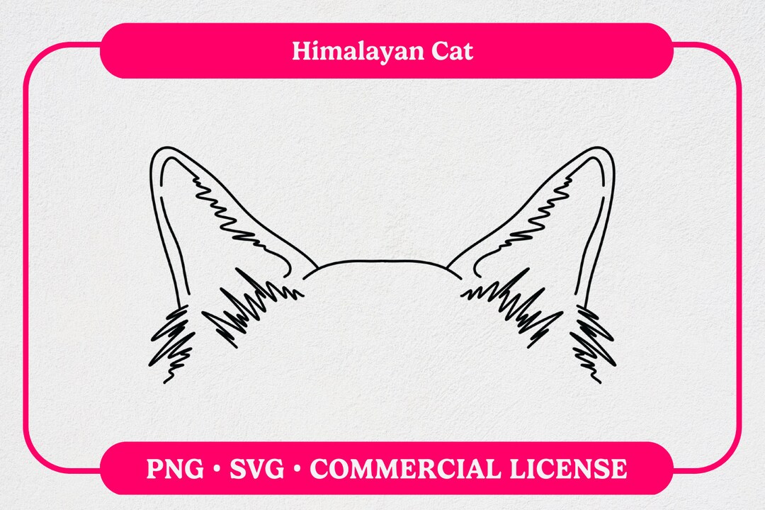 Himalayan Cat Ears Outline Svg Png Digital Download For Etsy