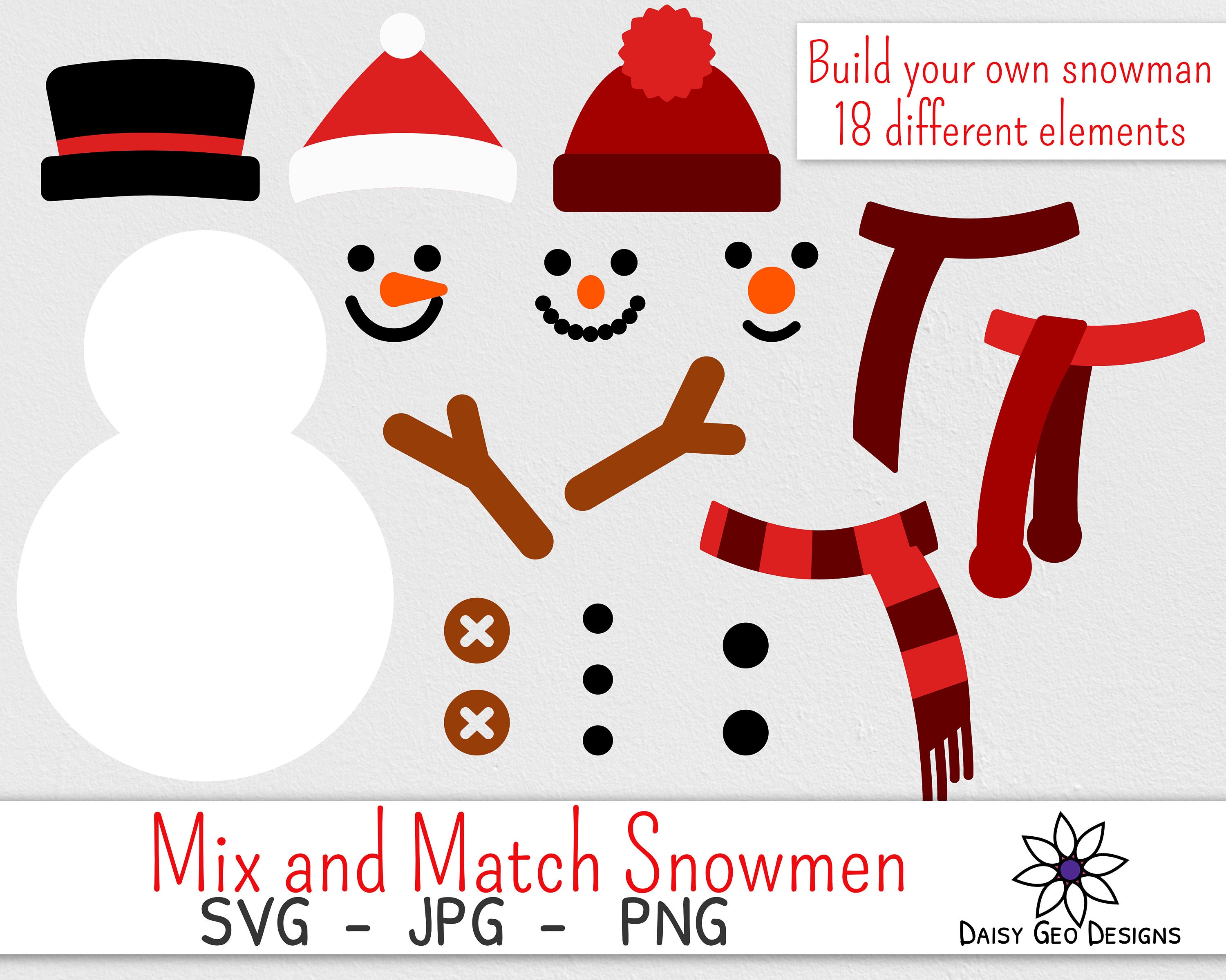 Mix and Match Snowmen SVG, Layered Decorations, Cricut Silhouette Cut ...