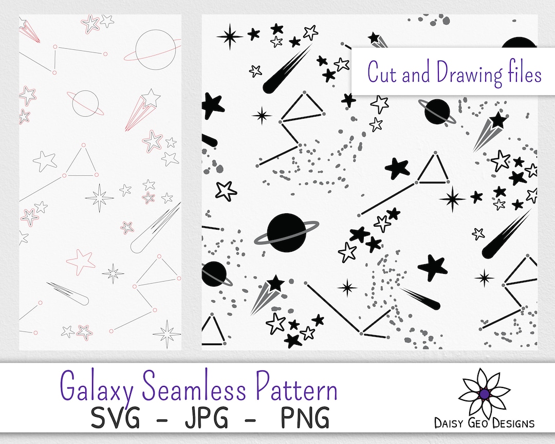 Galaxy Stars SVG Seamless Pattern for Cricut and Silhouette, Outer ...