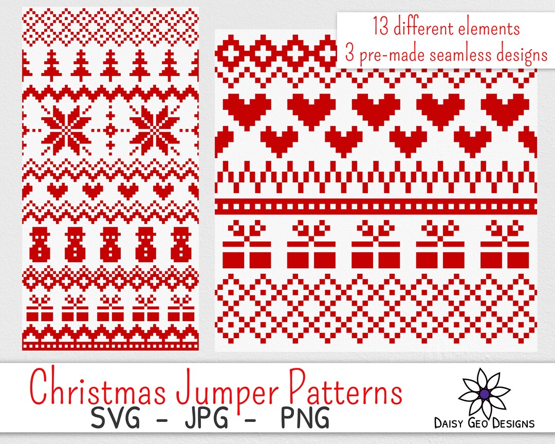 Christmas Jumper Pattern SVG, Fair Isle Pixel Geometric, Cricut ...