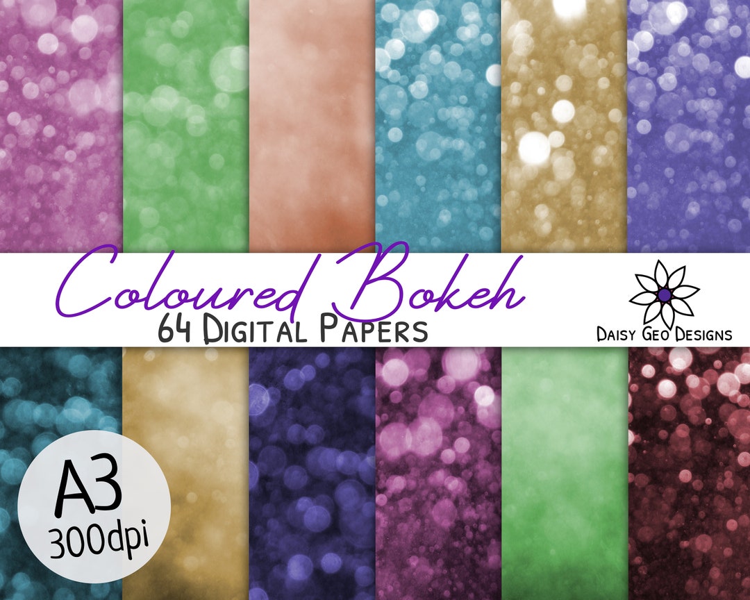Coloured Bokeh Texture Digital Papers, A3, Blurry Light Effect Pattern ...