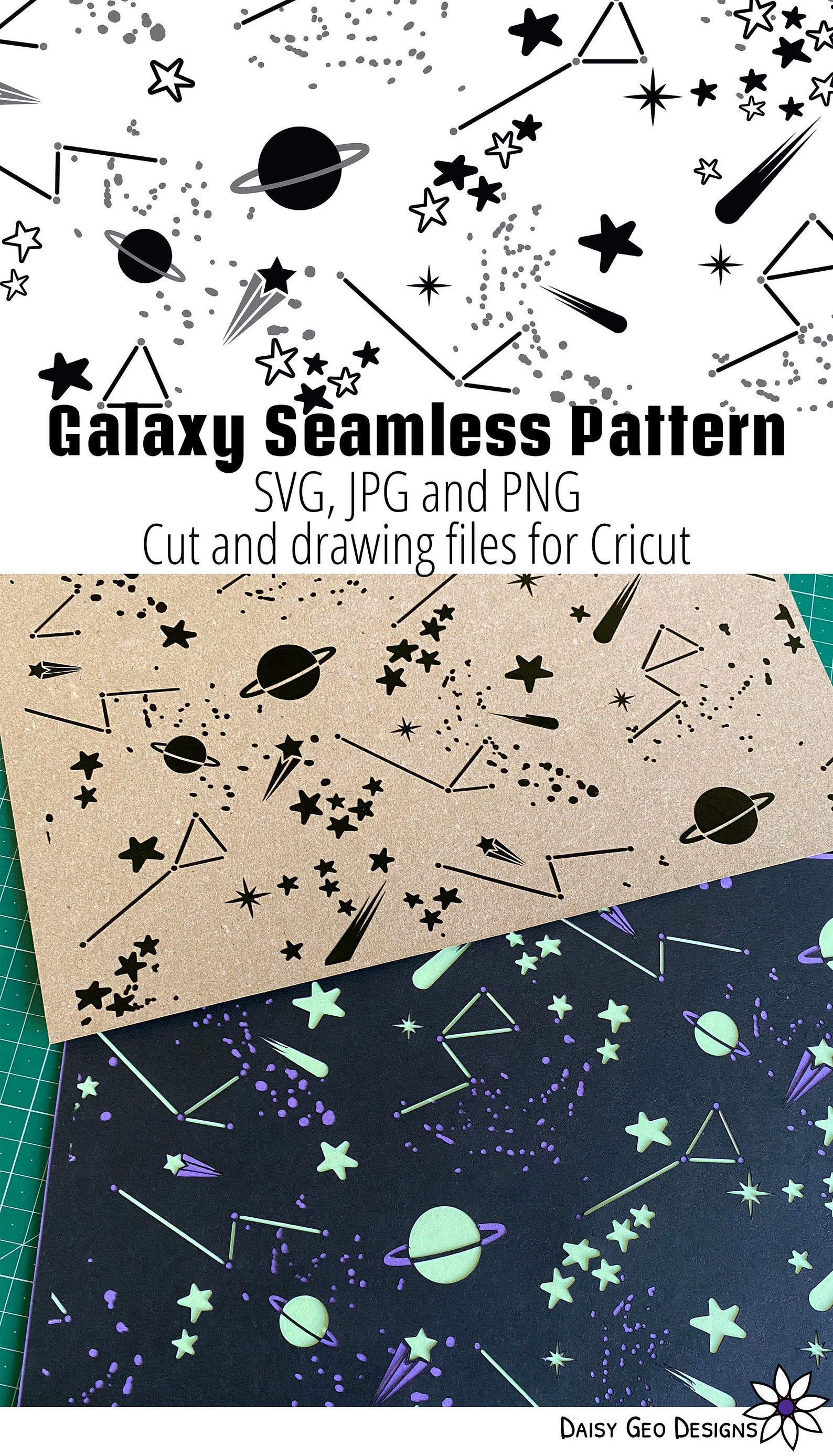 Galaxy Stars SVG Seamless Pattern for Cricut and Silhouette, Outer ...